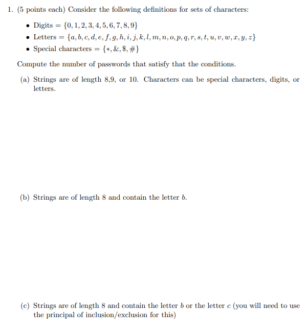 Solved 1. (5 points each) Consider the following definitions | Chegg.com