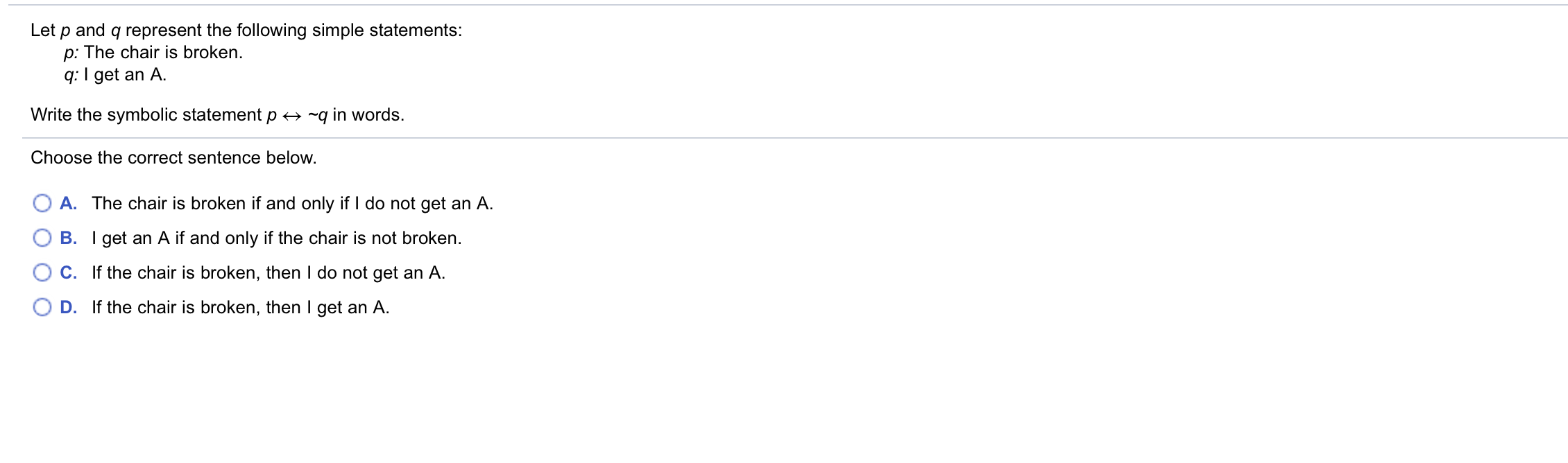 Solved Let p and q represent the following simple | Chegg.com