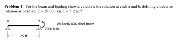 Solved Problem 1: For the beam and loading shown, calculate | Chegg.com