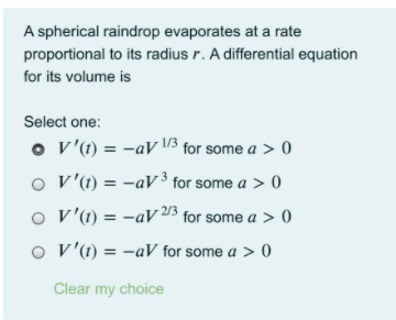 Solved A spherical raindrop evaporates at a rate | Chegg.com