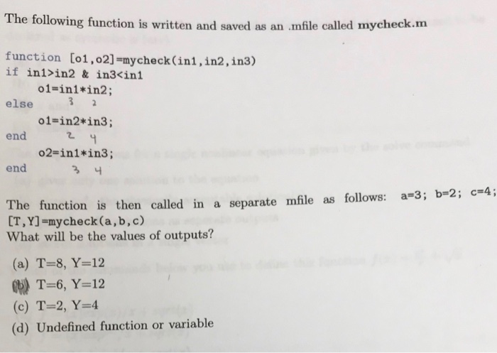 Solved The following function is written and saved as an | Chegg.com
