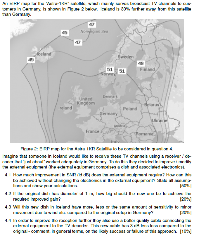 An EIRP map for the "Astra-1KR" satellite, which | Chegg.com