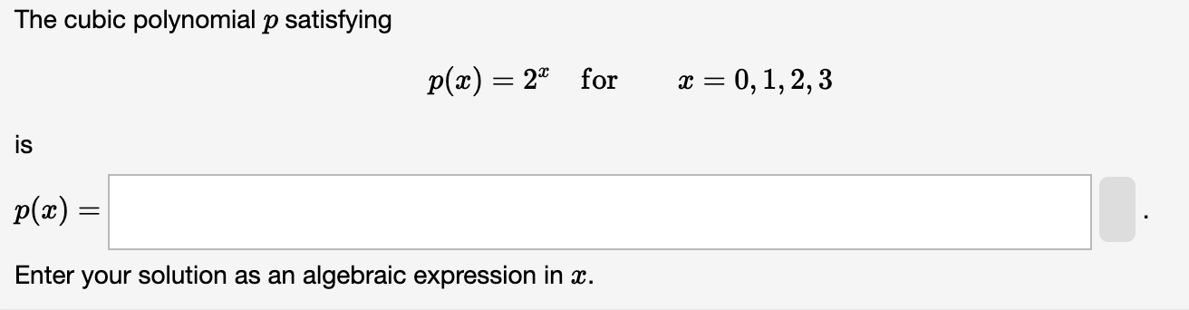 Solved The cubic polynomial p satisfying p(x)=2x for | Chegg.com