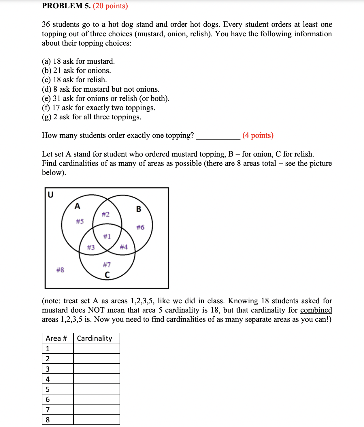 Solved PROBLEM 5. (20 ﻿points)36 ﻿students go to a hot dog | Chegg.com