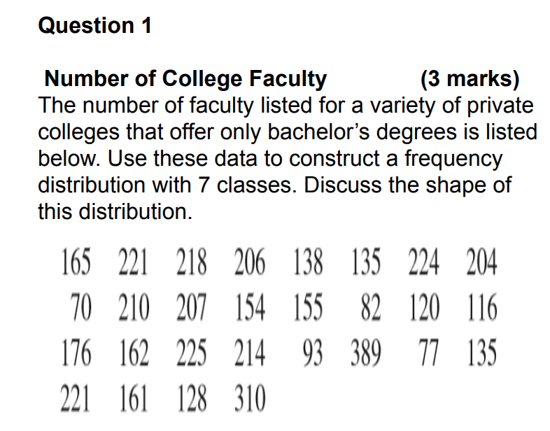 Solved Number of College Faculty (3 marks) The number of | Chegg.com
