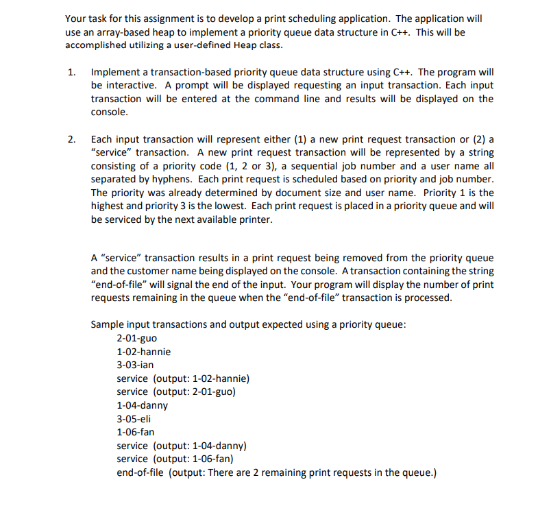 Solved Your task for this assignment is to develop a print | Chegg.com