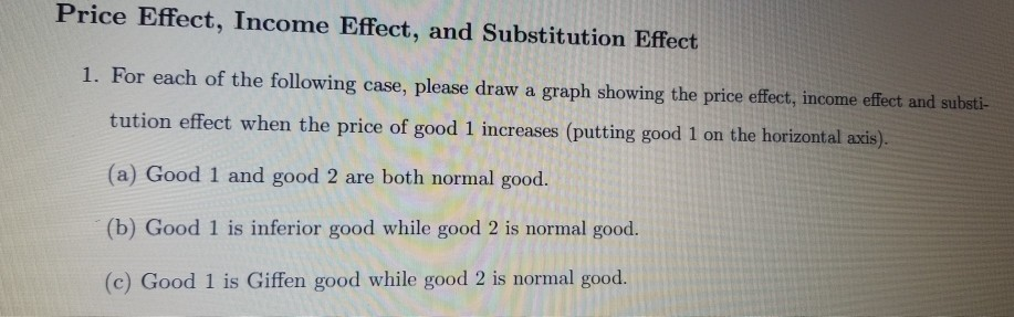 Solved Price Effect, Income Effect, and Substitution Effect | Chegg.com