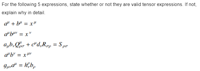 Solved For the following 5 expressions, state whether or not | Chegg.com