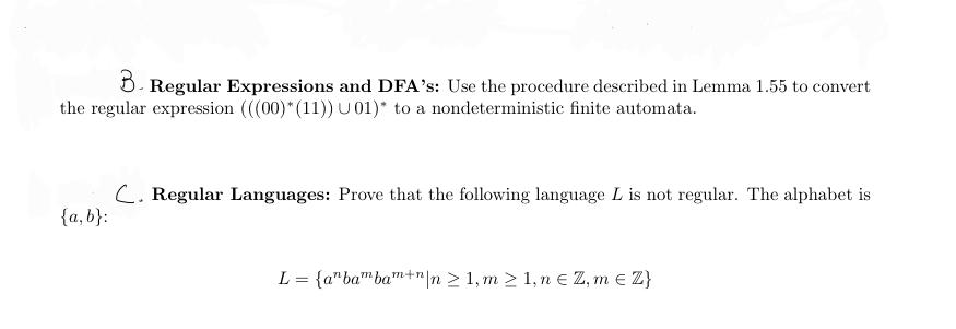 Solved A. (15 points) Regular Expressions and DFA's and | Chegg.com