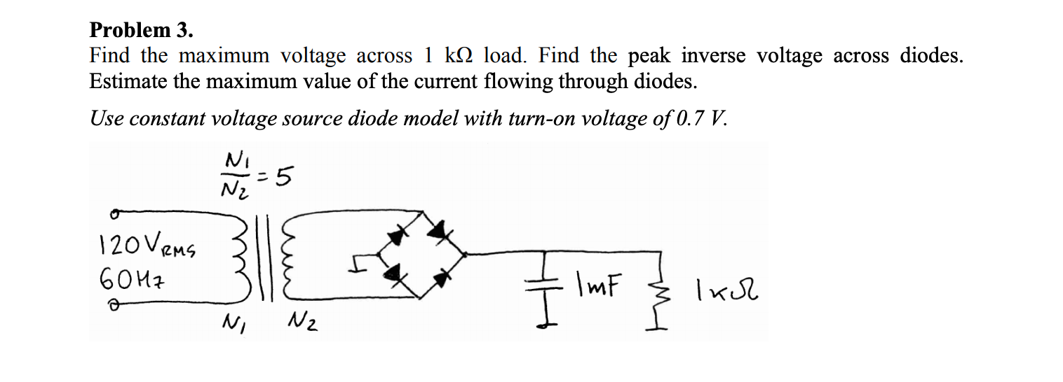Solved Problem 3. Find the maximum voltage across 1 k 2 | Chegg.com