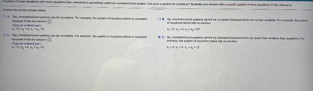 Solved A system of linear equations with more equations than | Chegg.com