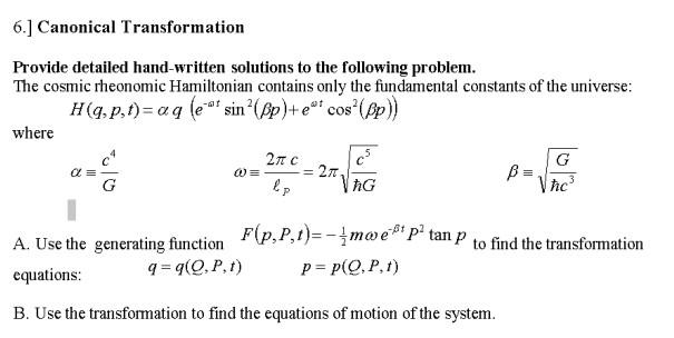 Solved 6.] Canonical Transformation Provide detailed | Chegg.com