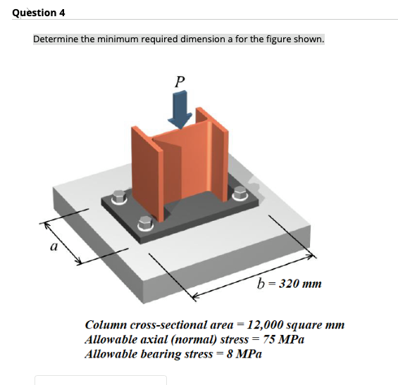 Solved Question 4 Determine the minimum required dimension a | Chegg.com