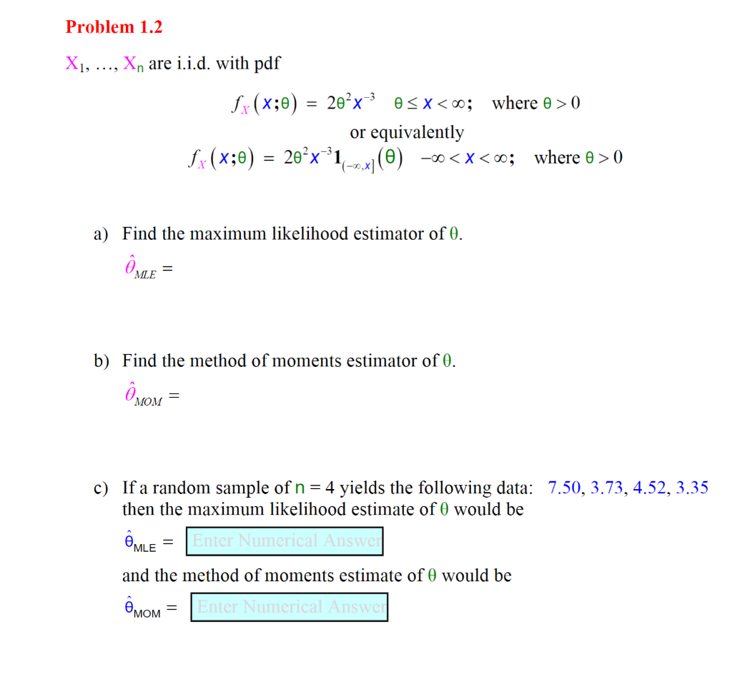 Solved X1,…,Xn are i.i.d. with pdf fX(x;θ)=2θ2x−3θ≤x