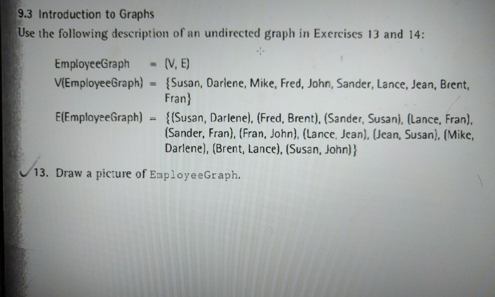 Solved 9.3 Introduction to Graphs Use the following | Chegg.com