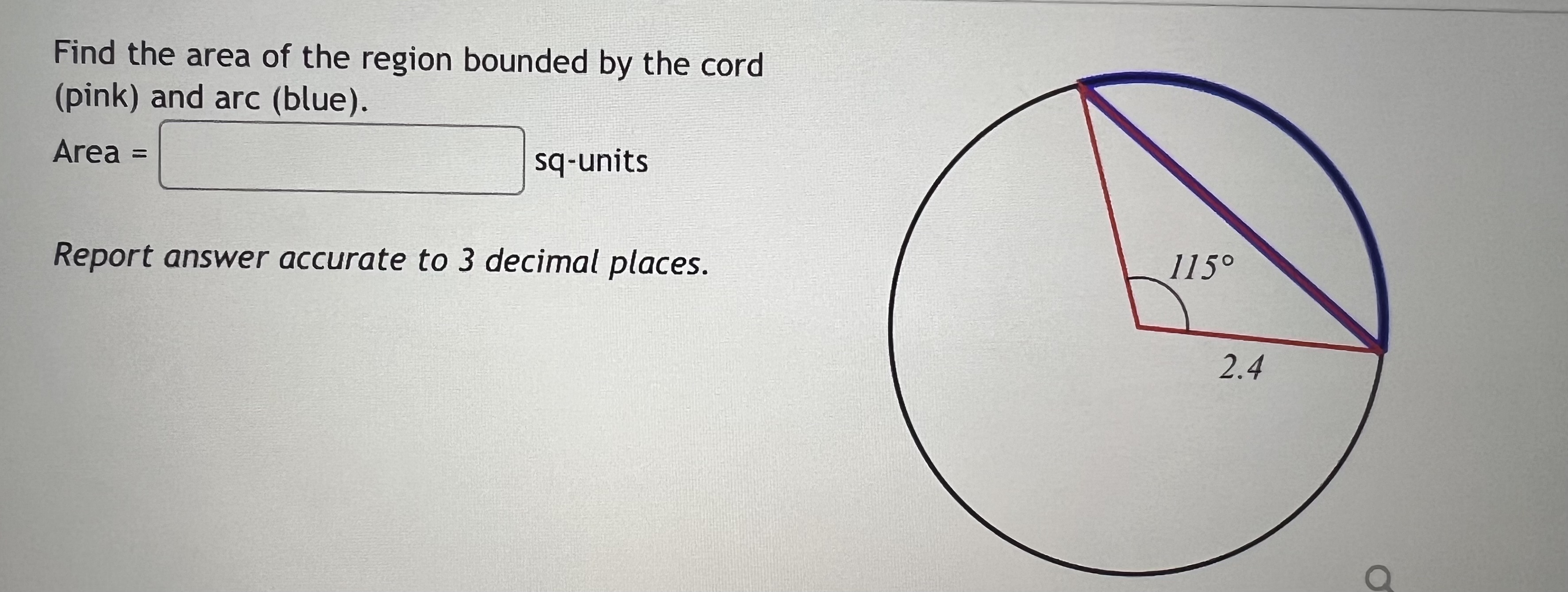 Solved Find the area of the region bounded by the cord | Chegg.com