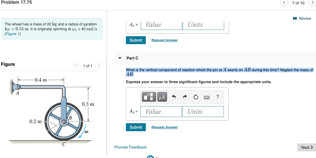 Solved The wheel has a mass of 22 kg and a radius of | Chegg.com