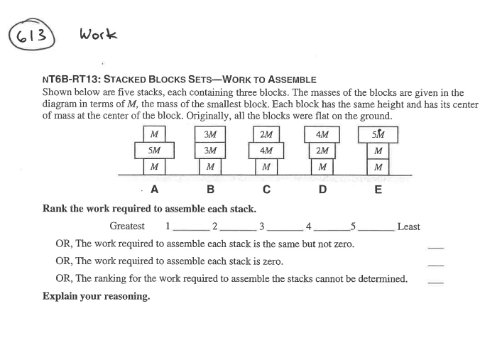 Solved 613) Work NT6B-RT13: STACKED BLOCKS SETS—WORK TO | Chegg.com