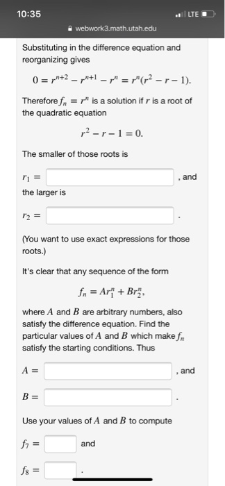 Solved 10:35 LTE webwork3.math.utah.edu (10 points) The | Chegg.com