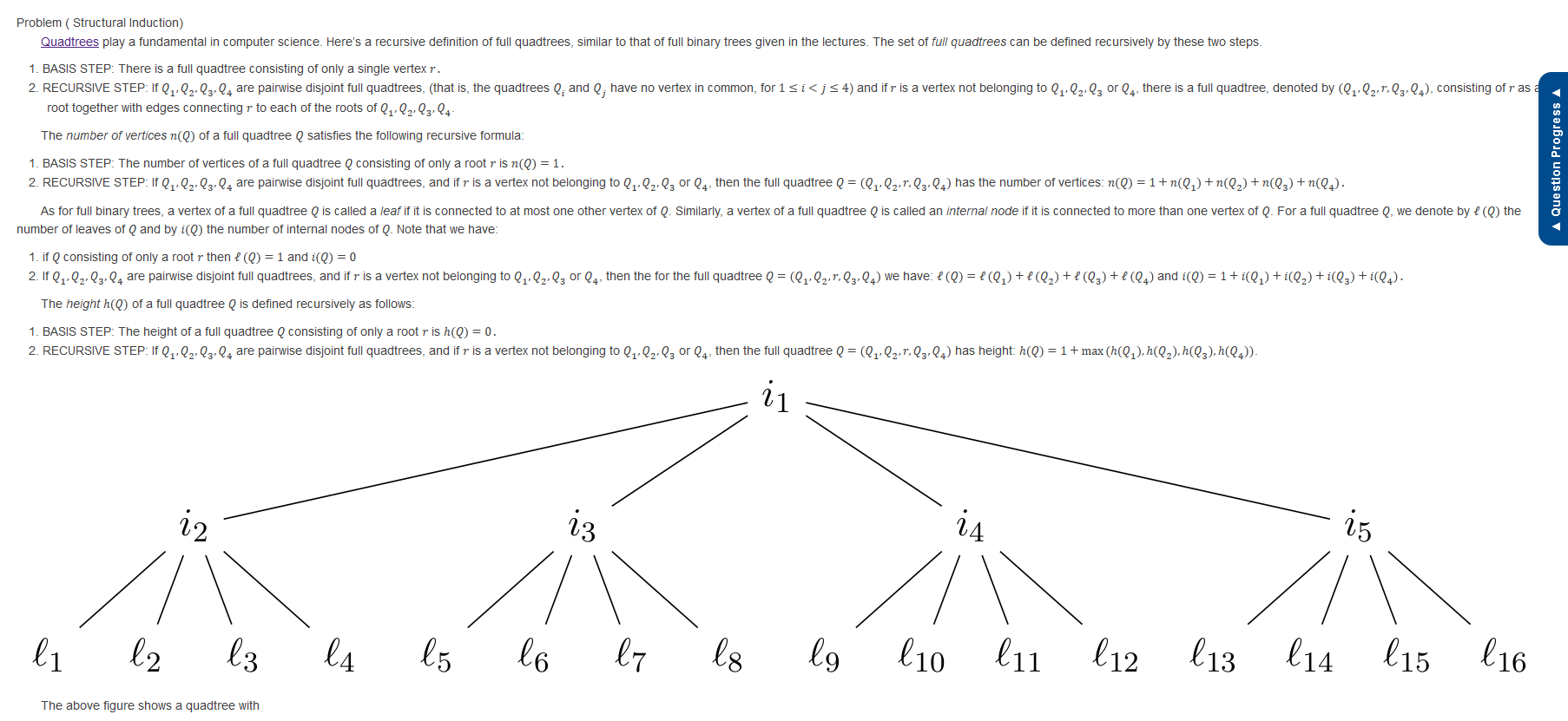 Problem ( Structural Induction) Quadtrees play a | Chegg.com