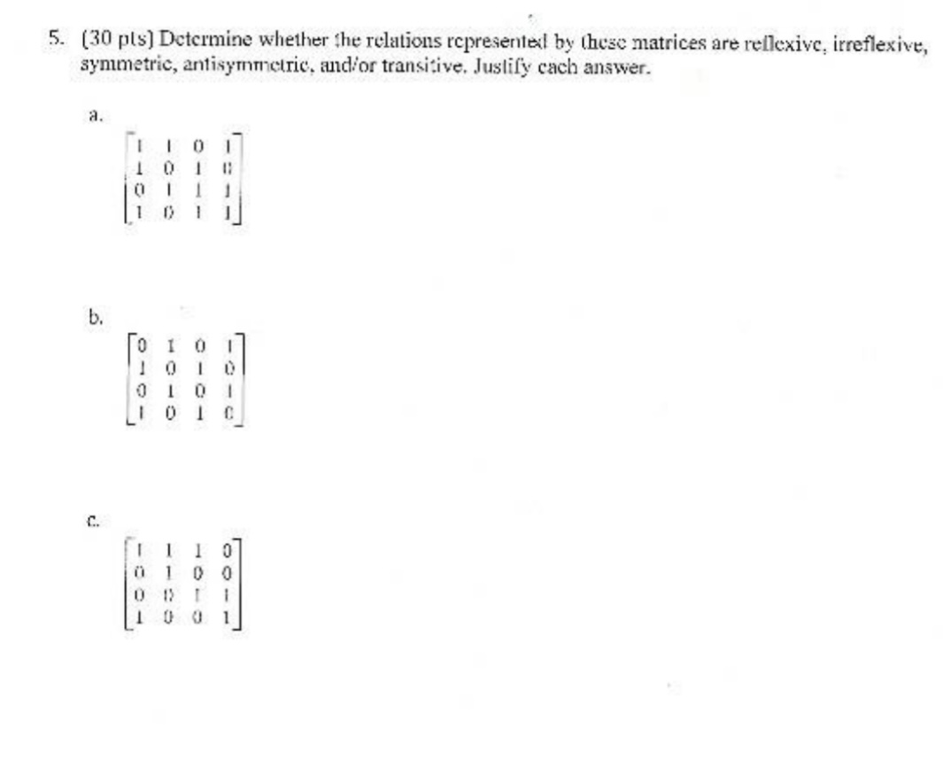 Solved 5. (30 pls) Detcrmine whether the relations | Chegg.com