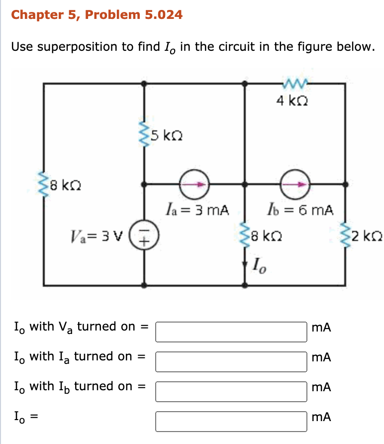 Solved Chapter 5, Problem 5.024 Use superposition to find 1, | Chegg.com