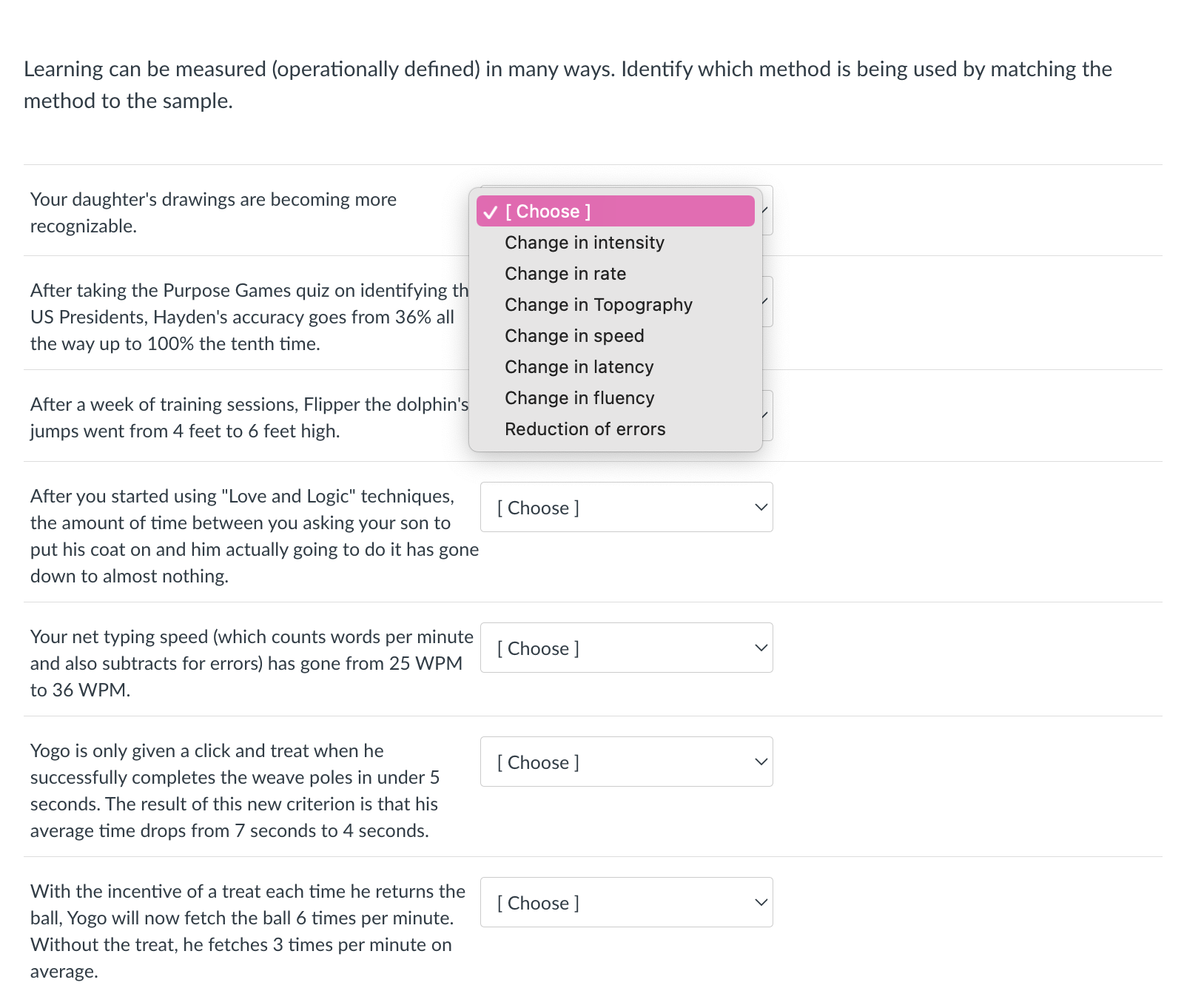 Solved Learning can be measured (operationally defined) in | Chegg.com
