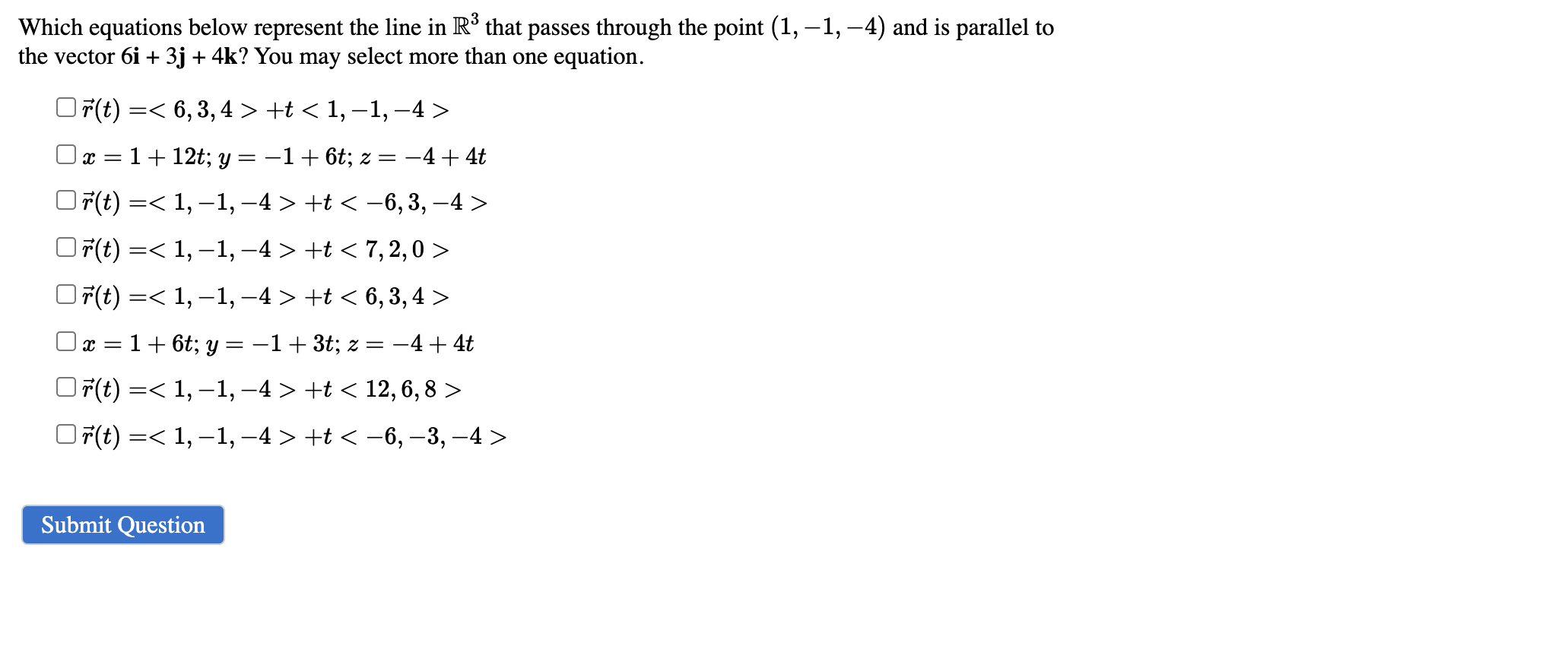 Solved Which equations below represent the line in R3 that | Chegg.com