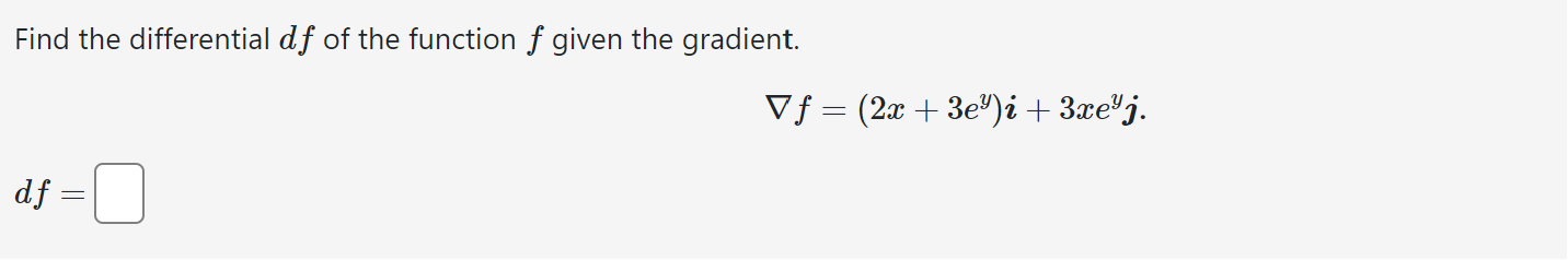 Solved Find the differential df of the function f given the | Chegg.com