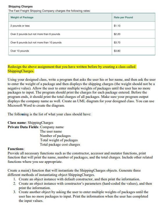 Solved How to write the following program in Python (Class | Chegg.com