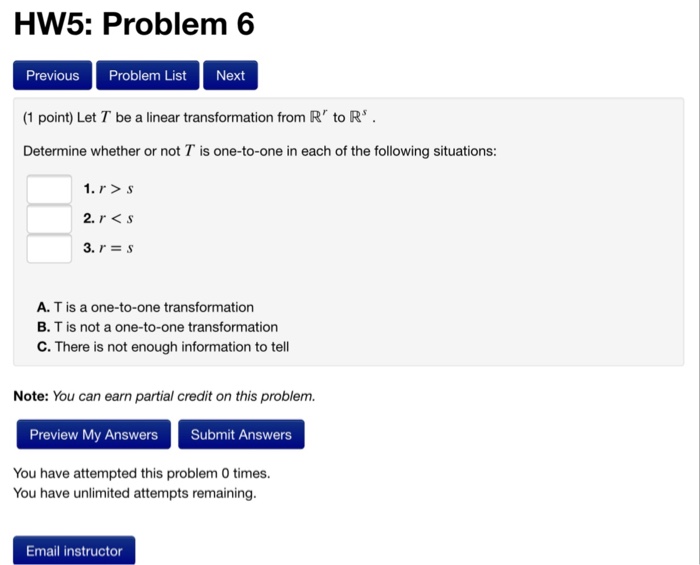 Solved HW5: Problem 6 PreviousProblem List (1 point) Let T | Chegg.com
