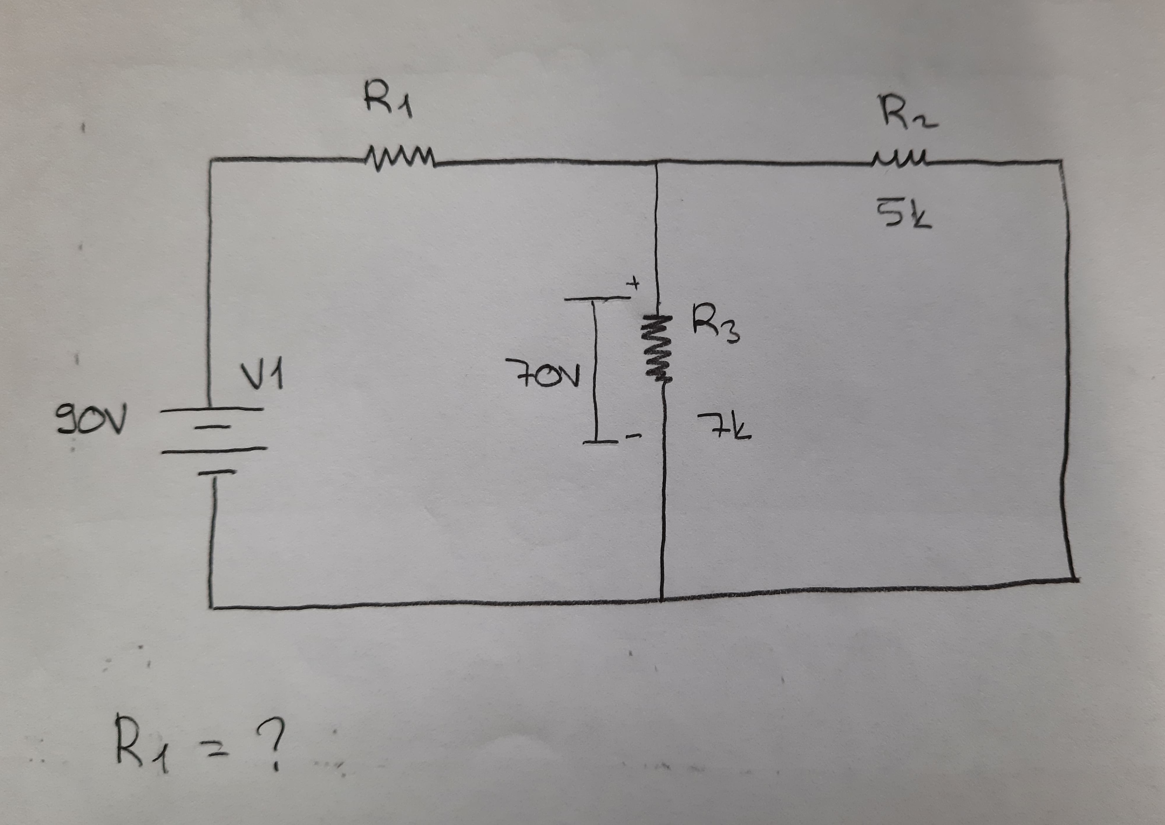 Solved The current passing through R3 ﻿is 70V. ﻿What is the | Chegg.com