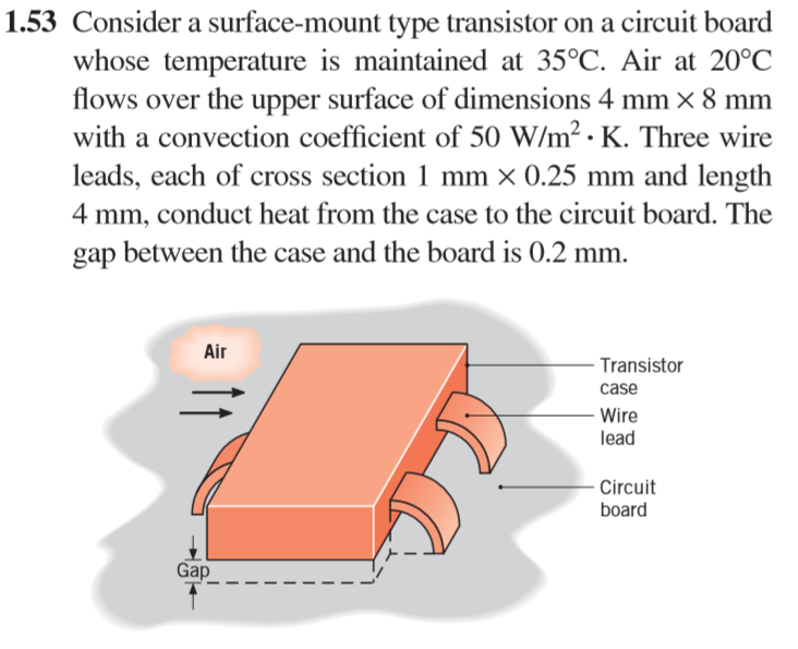 Solved 1.53 Consider a surface-mount type transistor on a | Chegg.com