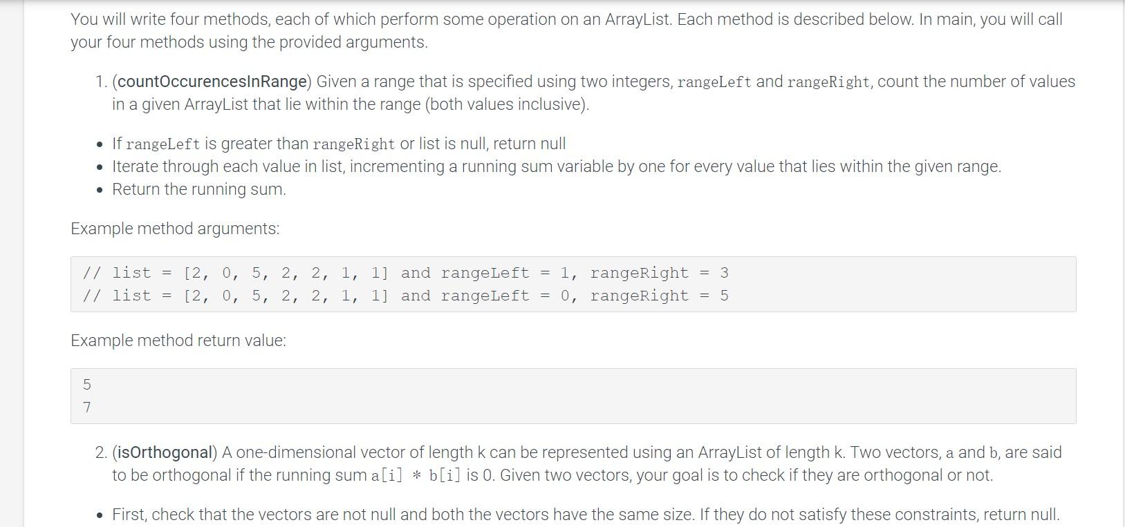 Solved in java, thank you public class ArrayListFun { | Chegg.com