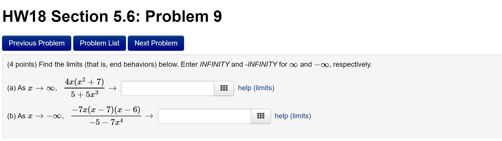 Solved HW18 Section 5.6: Problem 9 Previous Problem Problem | Chegg.com