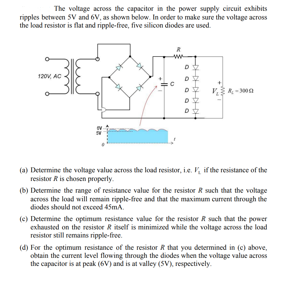 Solved The voltage across the capacitor in the power supply | Chegg.com