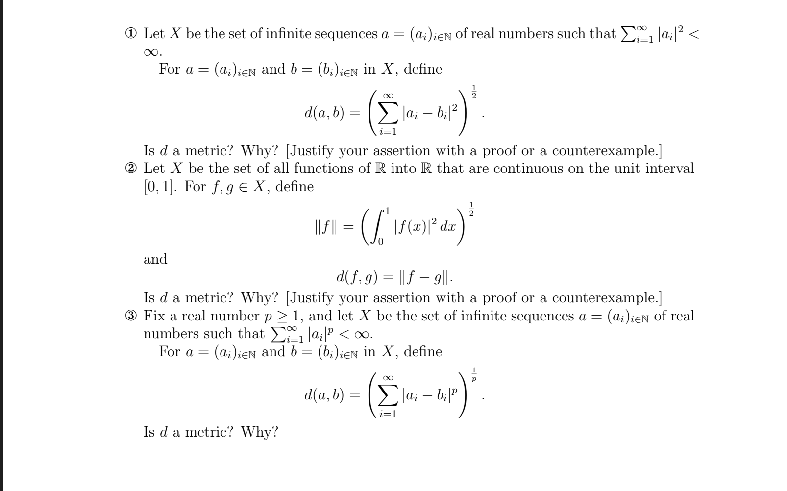 Solved (1) Let X be the set of infinite sequences a=(ai)i∈N | Chegg.com