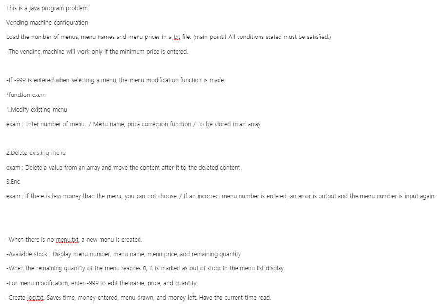 This is a java program problem. Vending machine | Chegg.com