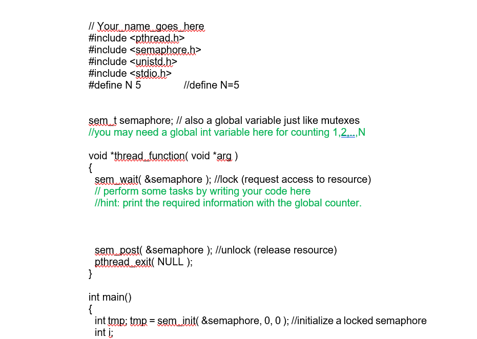 Solved Modify the following source code (where the green | Chegg.com