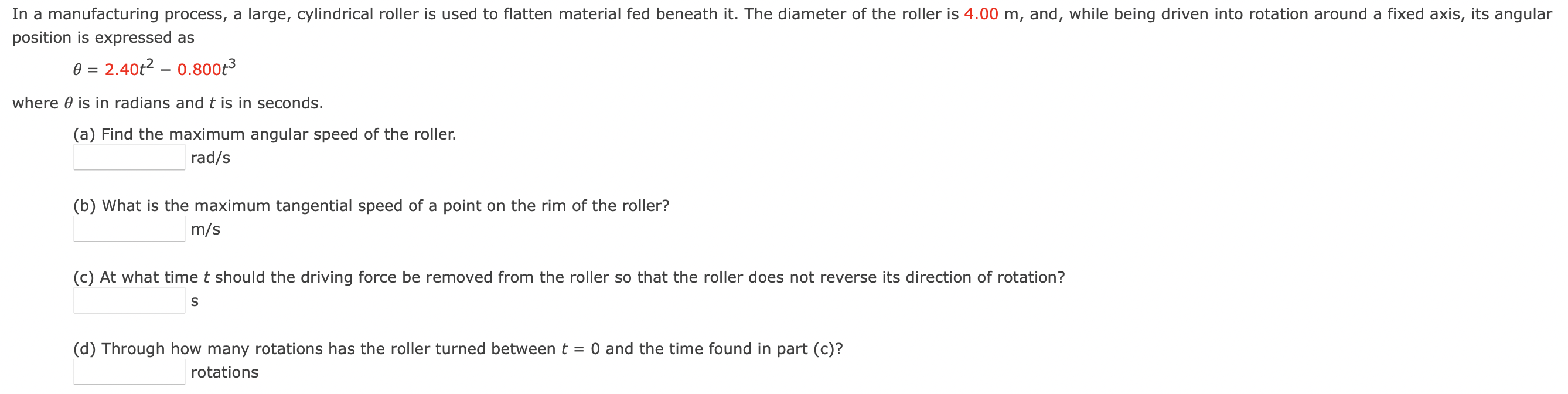 Solved position is expressed as θ=2.40t2−0.800t3 where θ is | Chegg.com