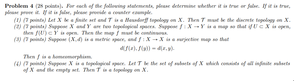 Solved Problem 4 (28 points). For each of the following | Chegg.com