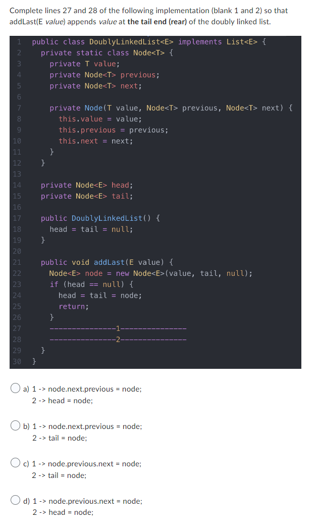 Solved Complete lines 27 and 28 of the following | Chegg.com