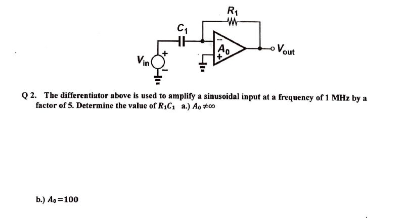 Solved Q 2. The differentiator above is used to amplify a | Chegg.com