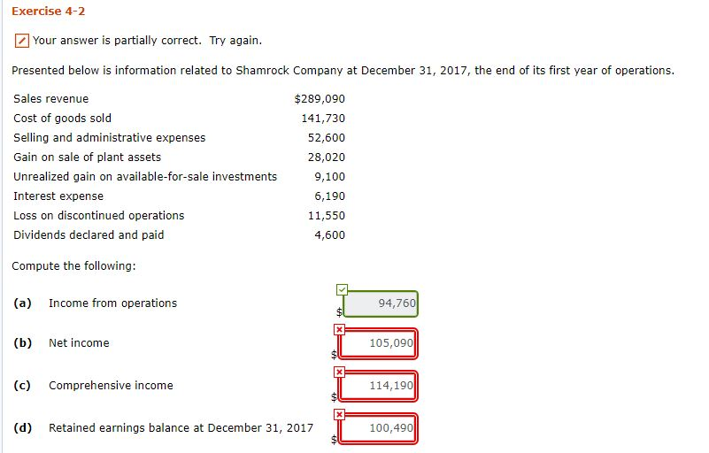 Solved Exercise 4-2 Your answer is partially correct. Try | Chegg.com
