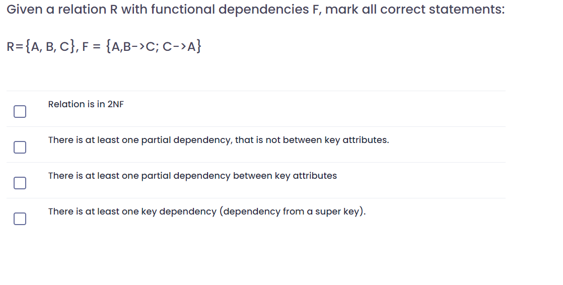 Solved Given a relation R with functional dependencies F, | Chegg.com