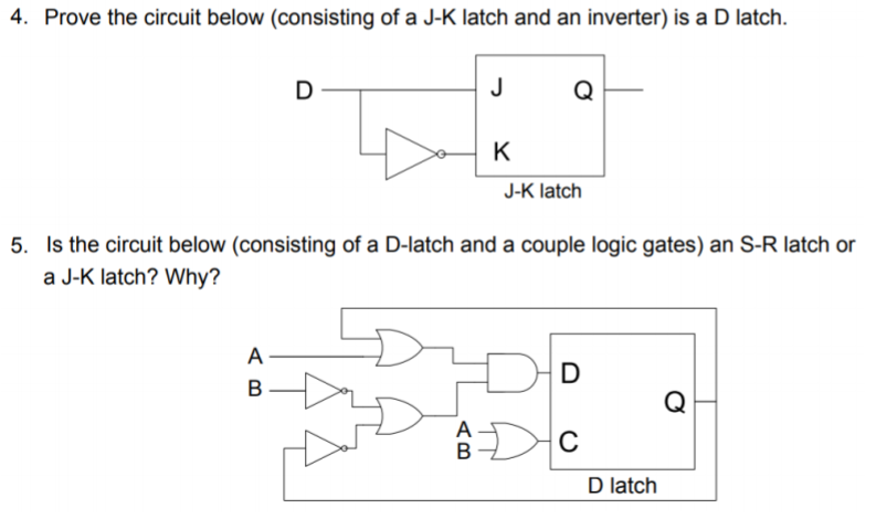 Solved 4. Prove the circuit below (consisting of a J-K latch | Chegg.com