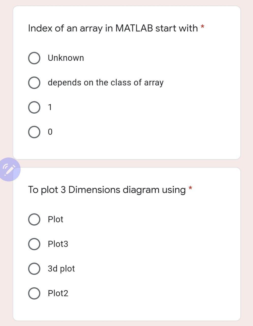 Solved * Index of an array in MATLAB start with Unknown | Chegg.com