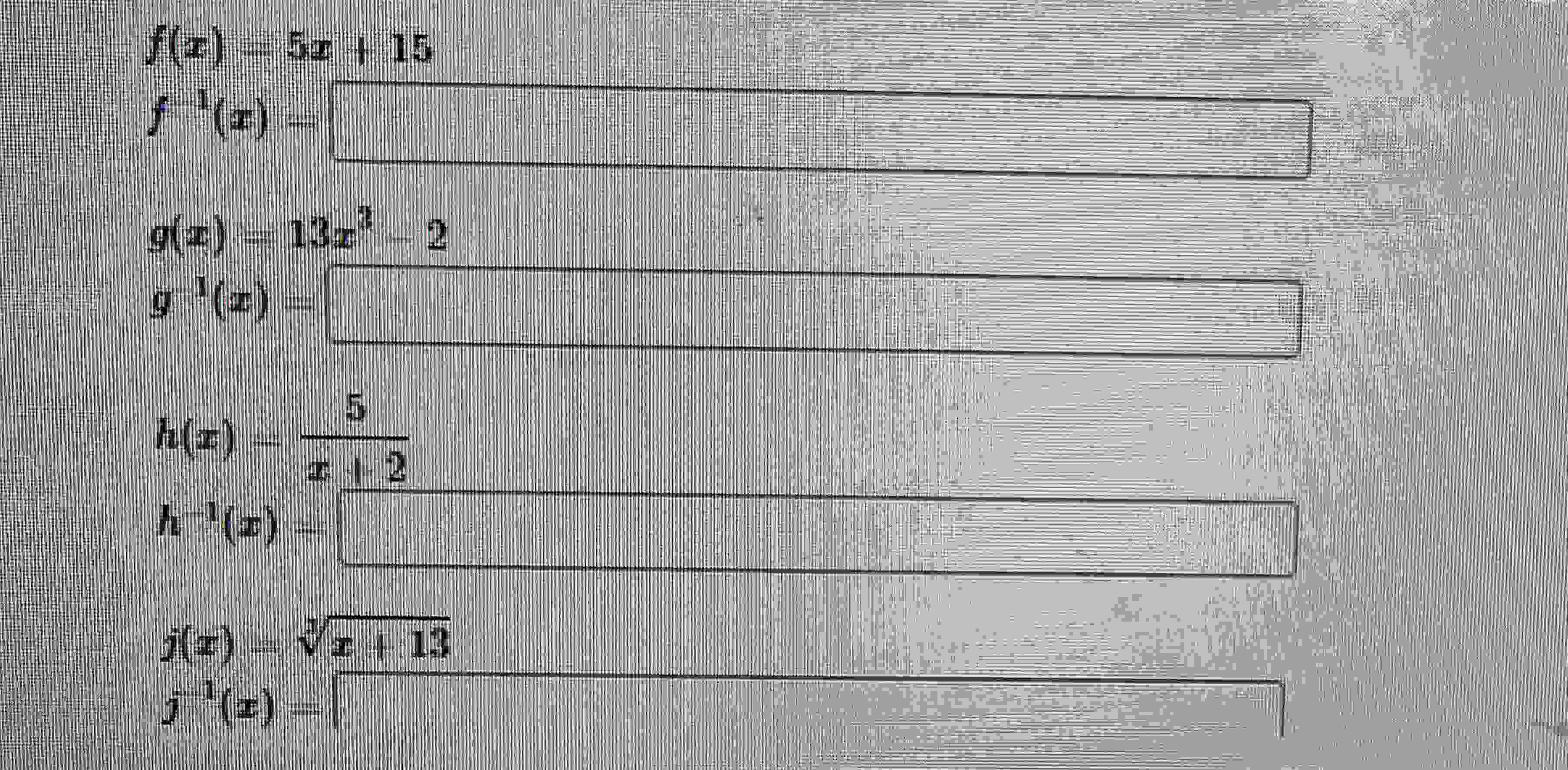 Solved Find the inverse for each of the following | Chegg.com