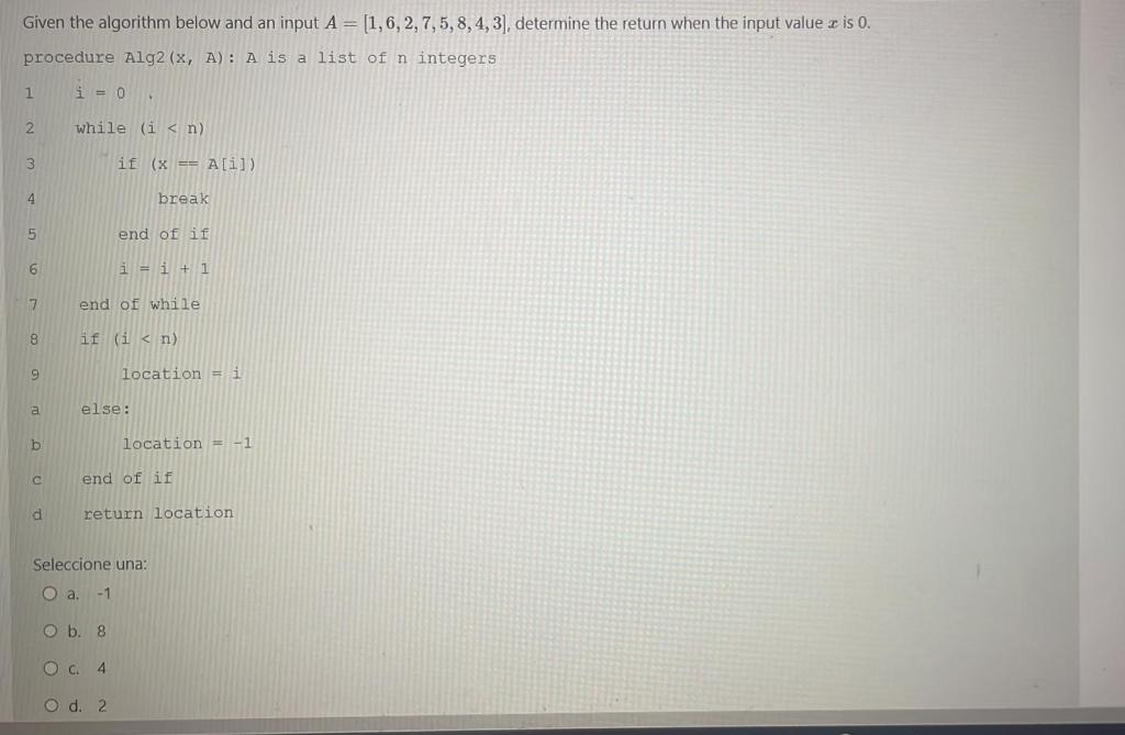 Solved Given the algorithm below and an input | Chegg.com