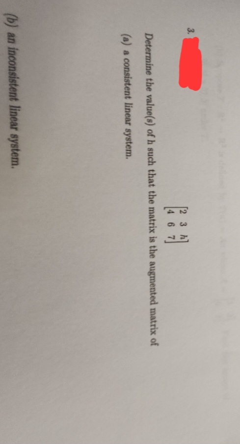 Solved [23h467]Determine the value(s) ﻿of h ﻿such that the | Chegg.com